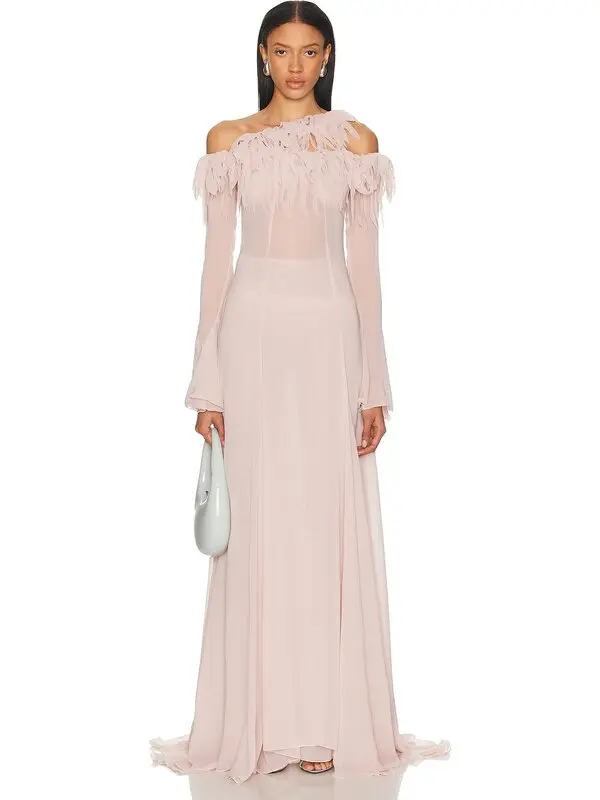 Blumarine Sheer Maxi Dress - Skin Pink