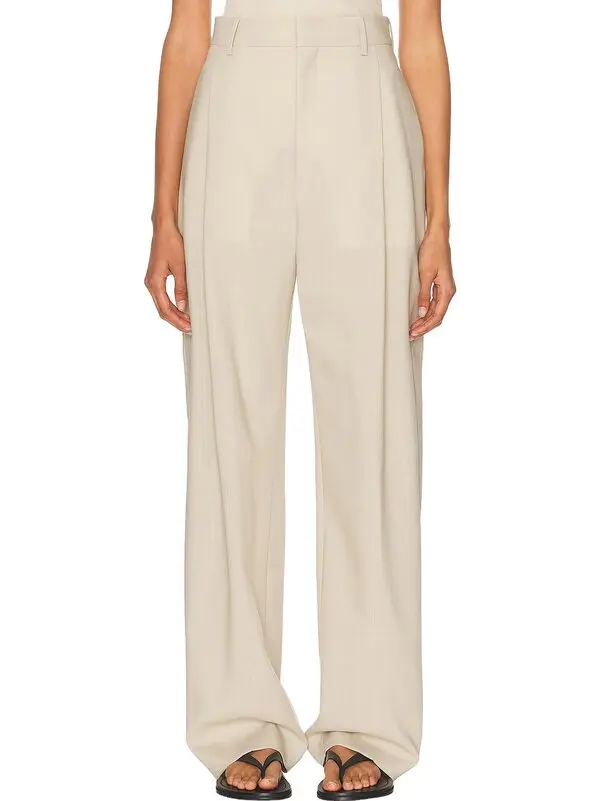 Wardrobe.NYC Mid-rise Wool Trousers - Sand