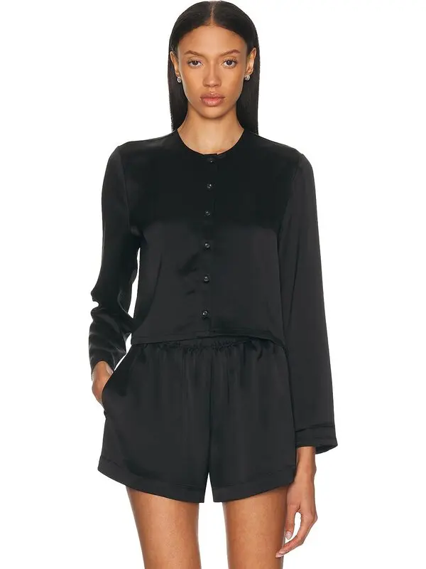 LESET Barb Crew Cardigan Top - Black