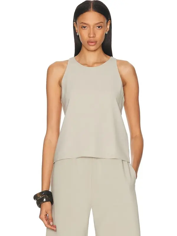 LESET Ari High Neck Tank Top - Khaki