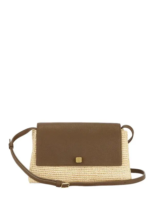 Khaite Audrey Raffia Crossbody Bag - Natural & Olive