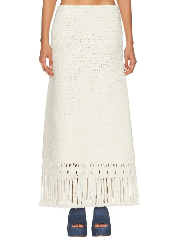 Gabriela Hearst Macha Crochet Knit Skirt - Ivory