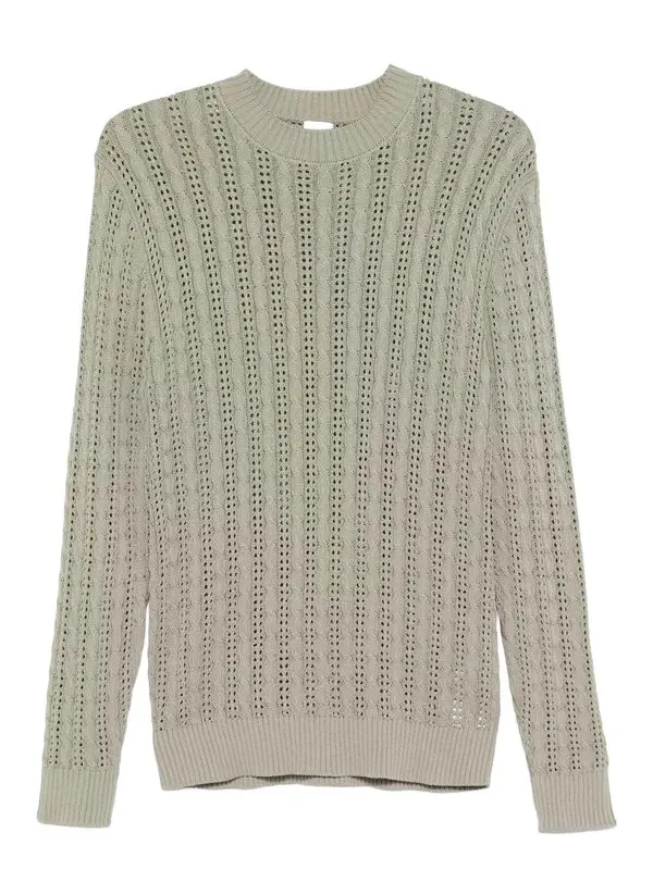 Eleventy Open-knit Crew Neck Sweater - Green