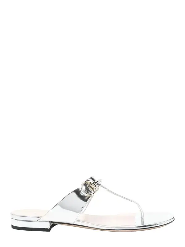 Gucci Horsebit Flap Sandals - Silver