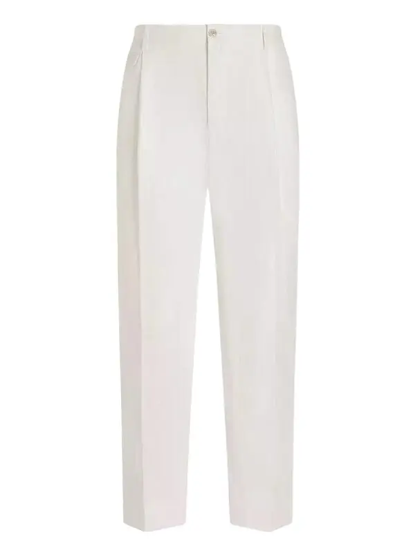 Dolce & Gabbana Linen Tapered Trousers - White