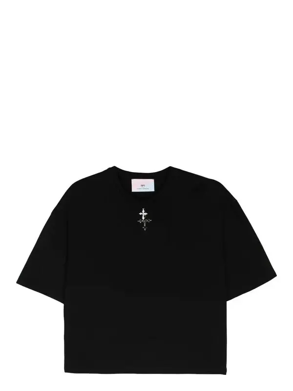 CHIARA FERRAGNI Cross-charm Cotton T-shirt - Black