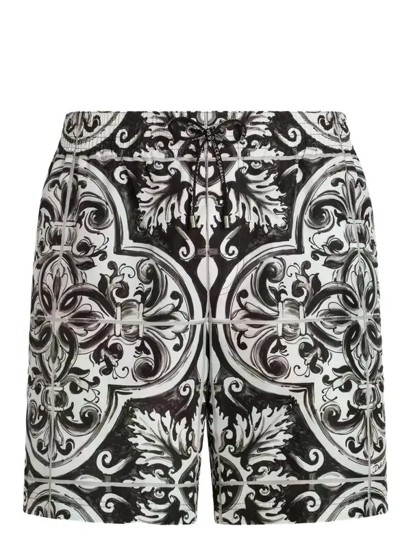 Dolce & Gabbana Graphic-print Swim Shorts - Black