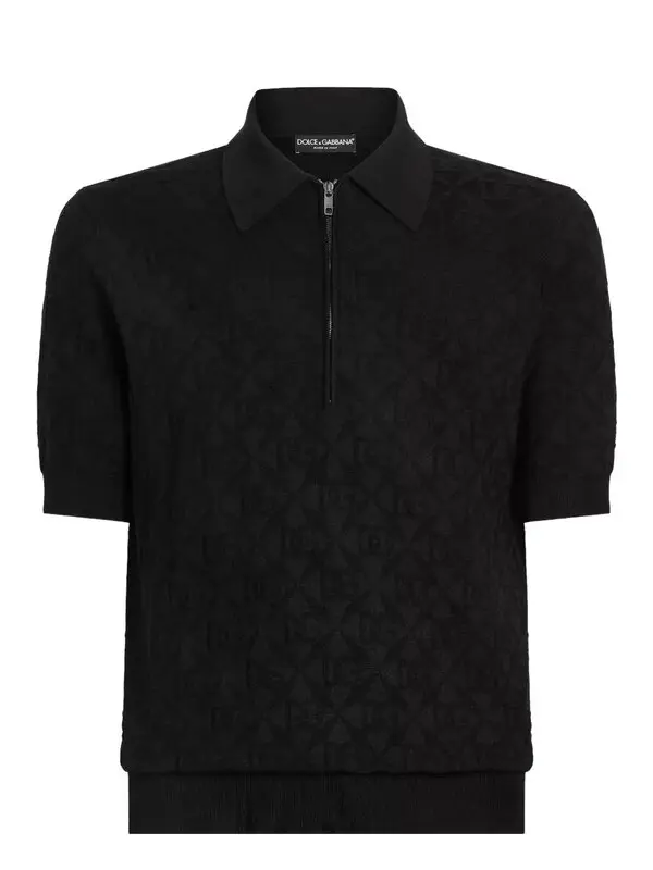 Dolce & Gabbana Logo-jacquard Polo Shirt - Black