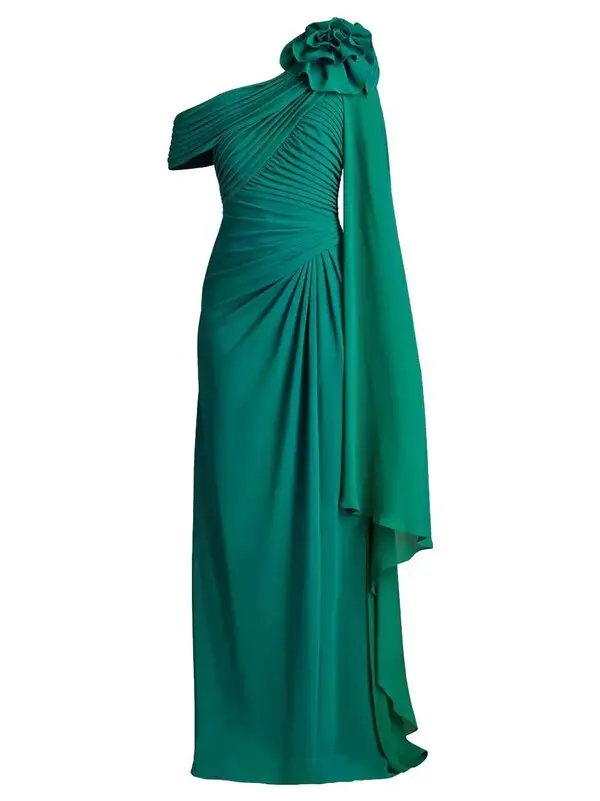 Tadashi Shoji Kamari Draped Off-shoulder Gown - Green