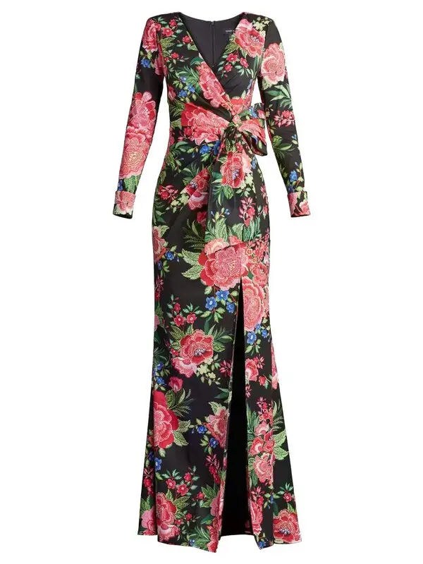 Tadashi Shoji Talvo Floral Wrap Dress - Black