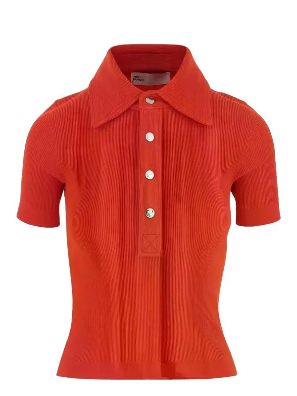 Tory Burch Knitted Polo Top - Red