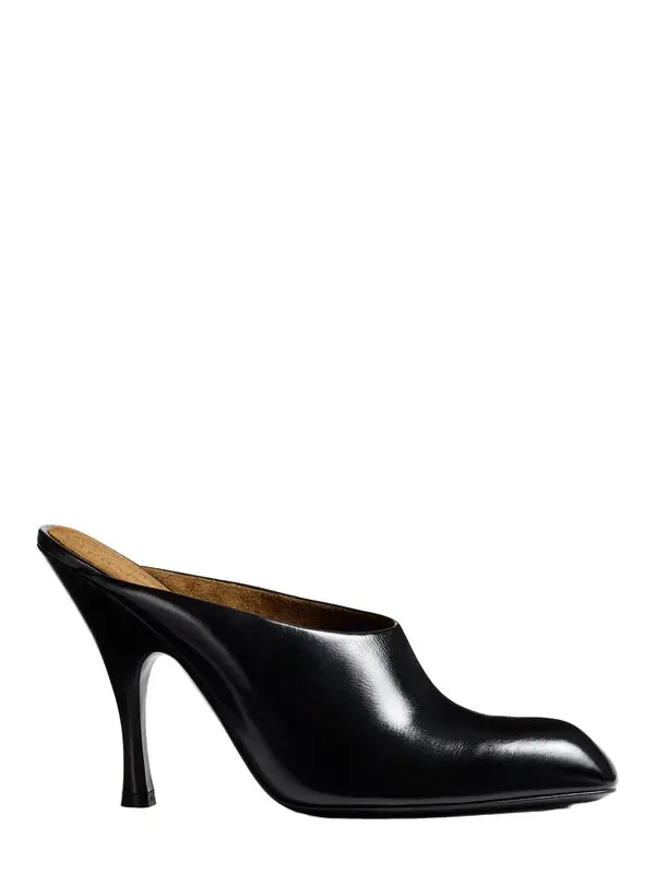 Khaite Colt Mule In Glazed Leather - Black