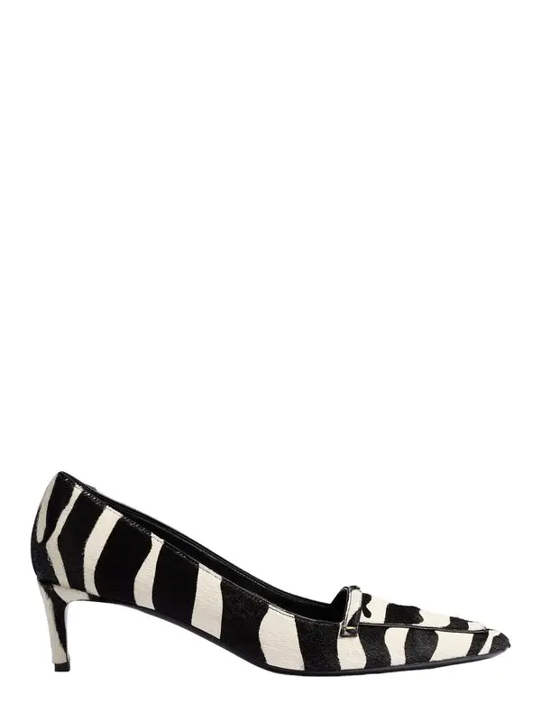 Khaite Celia Zebra Print Haircalf Pumps - Black / White