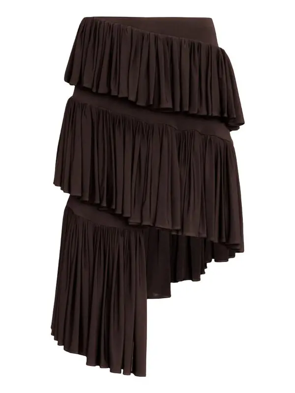 ALAÃA Spiral Ruffle Midi Skirt - Brown