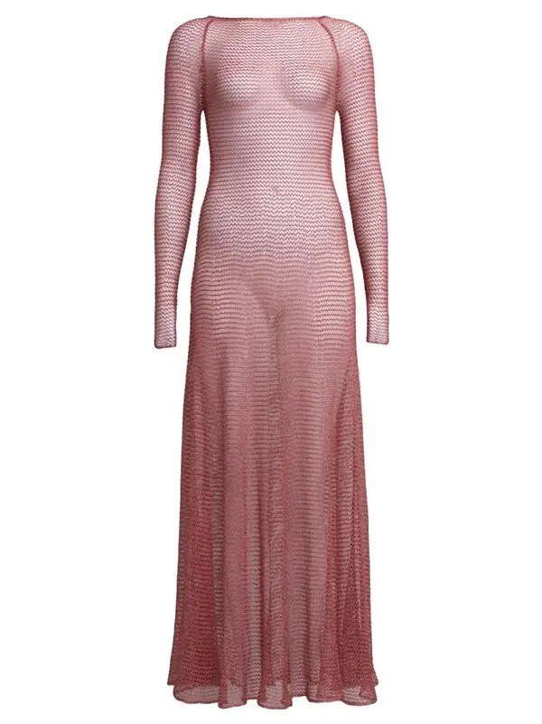 ALAÃA Chain-link Maxi Dress - Pink