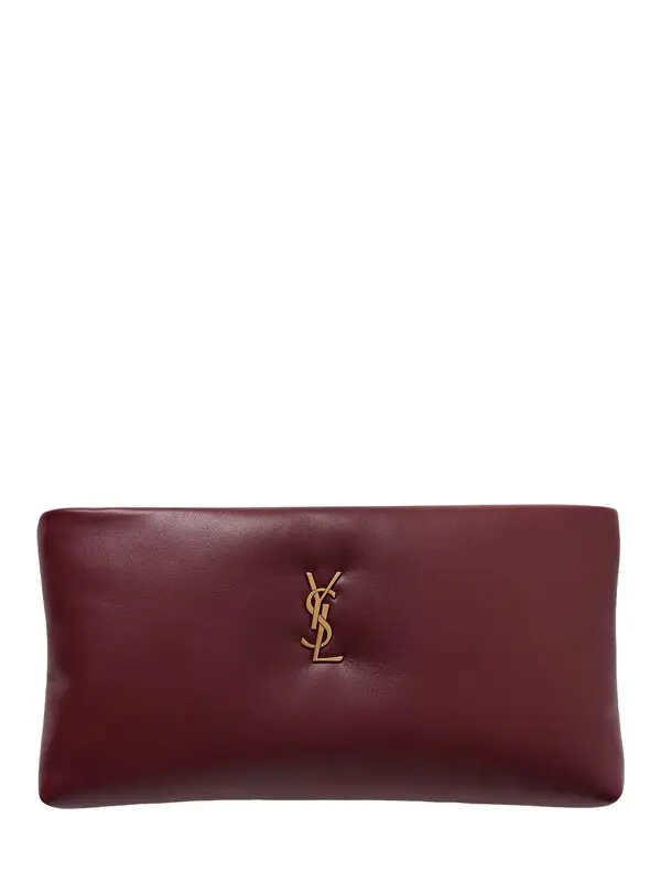Saint Laurent Calypso Long Padded Leather Pouch - Burgundy