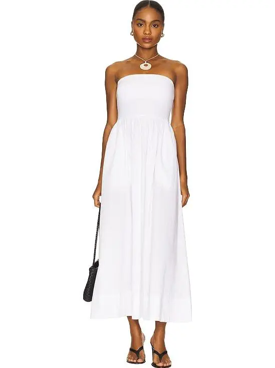 Enza Costa Cotton Resort Strapless Dress - White