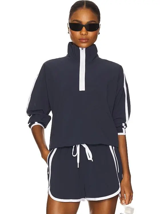 Beyond Yoga Contrast Half Zip Pullover - Nocturnal Navy & True White