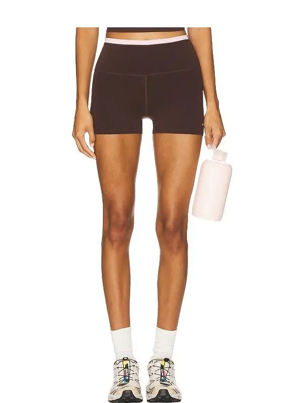 P.E Nation Vita 2.5 Bike Short - Espresso & Chalk Pink