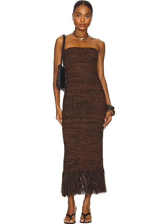 FRAME Boucle Fringe Dress - Espresso Multi