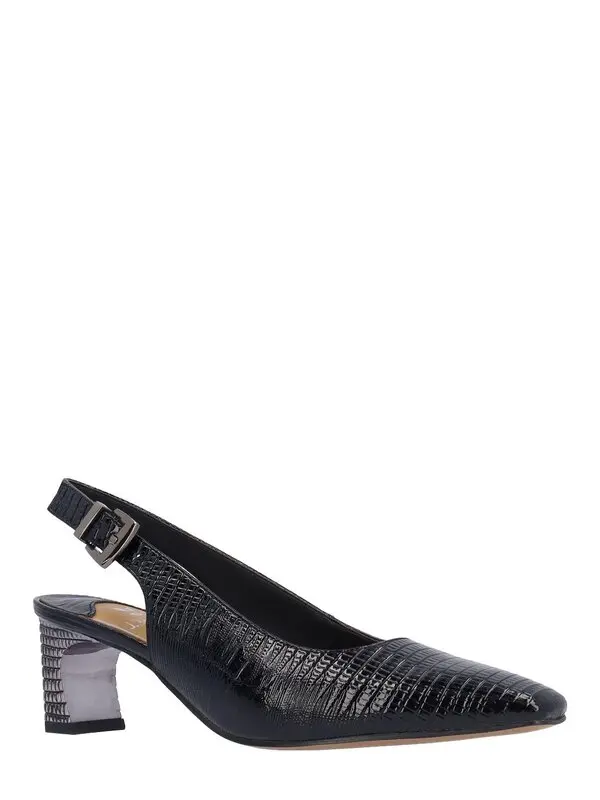 J. Reneé Hadyn Lizard Embossed Slingback Pumps - Black