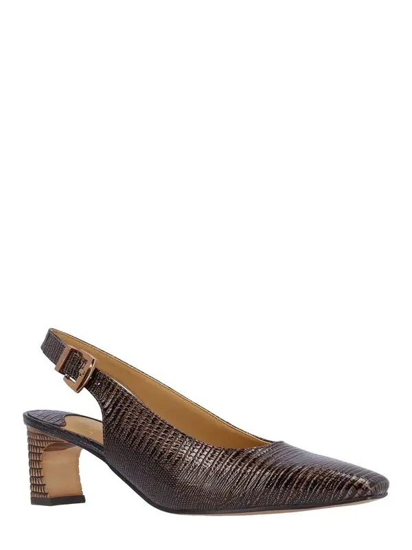 J. Reneé Hadyn Lizard Embossed Slingback Pumps - Cognac