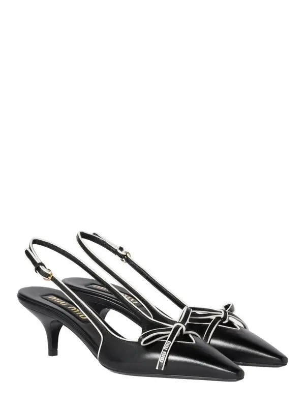 Miu Miu Bow Slingback Kitten Heel Pumps - Nero/ Bianco