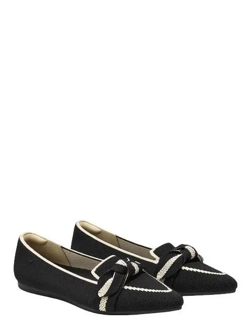 Vivaia Pointed-toe Bow Loafers - Black Cream Ivory