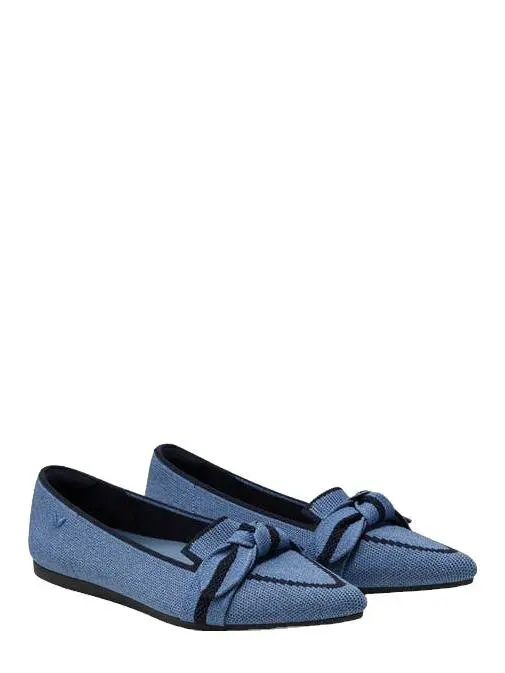 Vivaia Pointed-toe Bow Loafers - Denim Navy