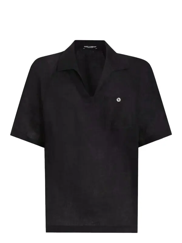 Dolce & Gabbana Short-sleeved Linen Shirt - Black
