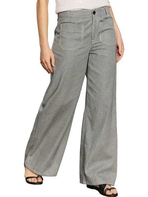 Sanctuary Marine Stripe Patch Pocket Wide Leg Pants - Yacht Stripe