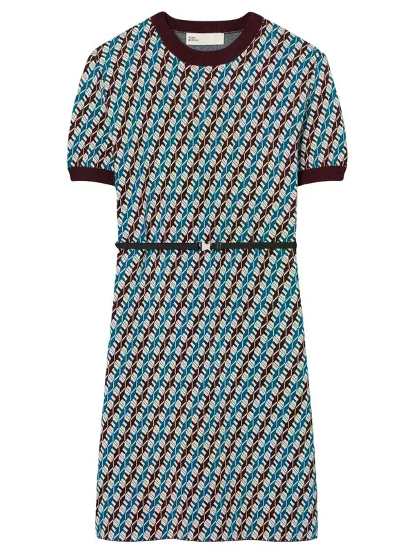 Tory Burch Jacquard-weave Sweater Dress - Blue
