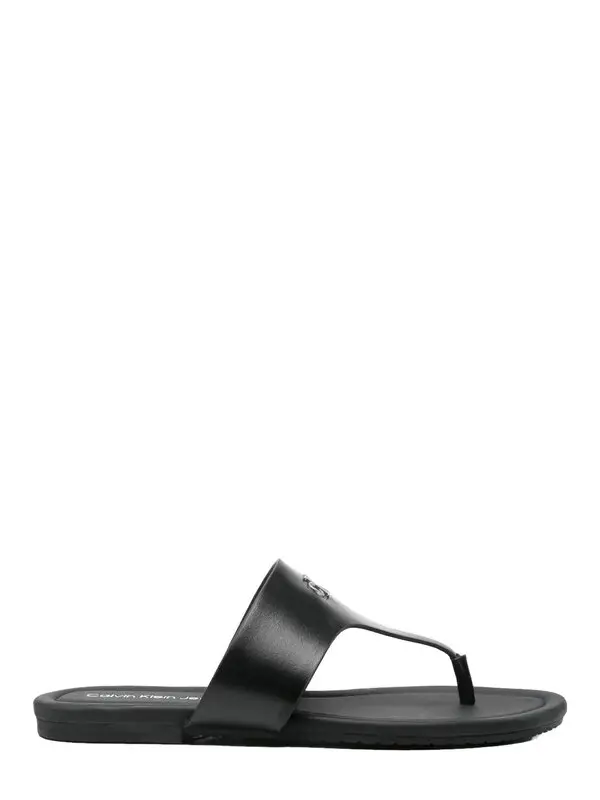 Calvin Klein Flat Faux-leather Sandals - Black