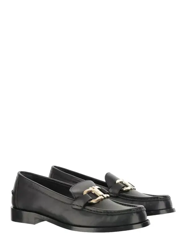 FERRAGAMO Leather Loafers - Black
