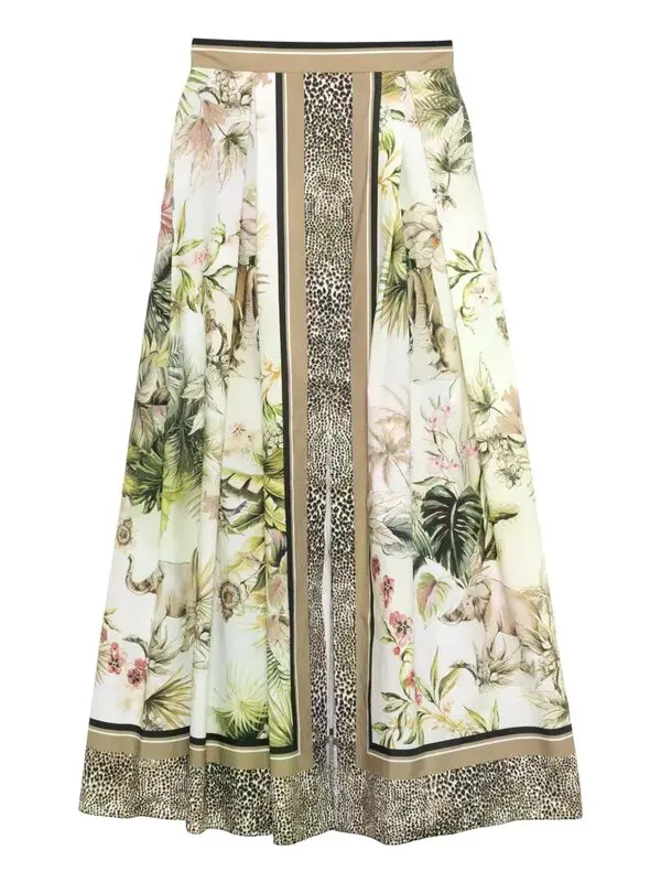 Elie Saab Savannah-print Long Skirt - Neutrals