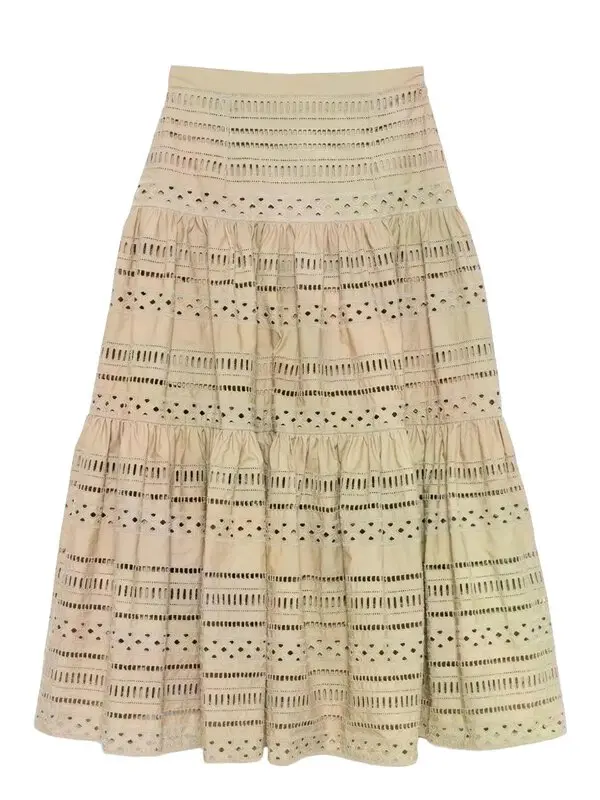 Elie Saab Embroidered Midi Skirt - Neutrals