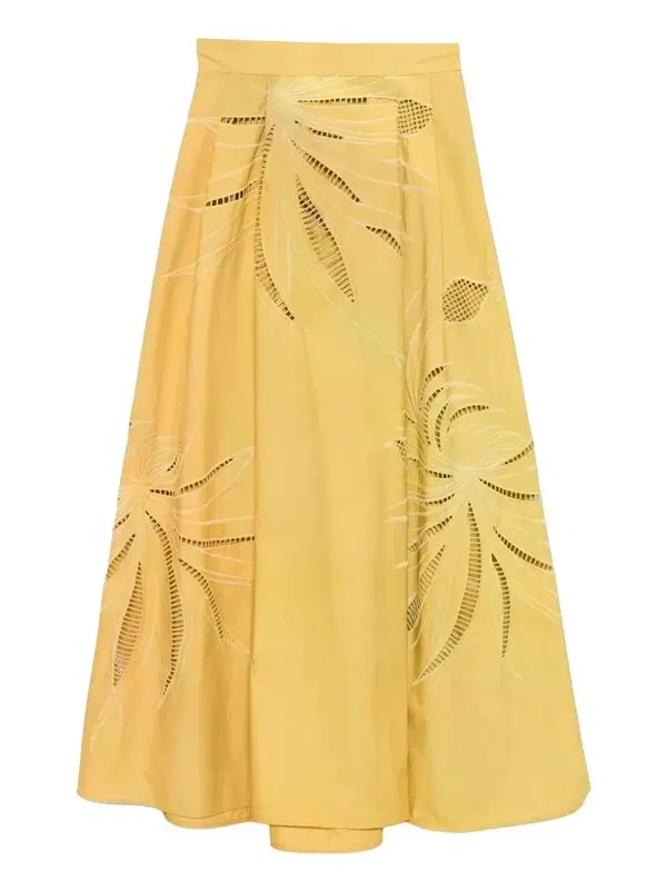Elie Saab Embroidered Midi Skirt - Gold