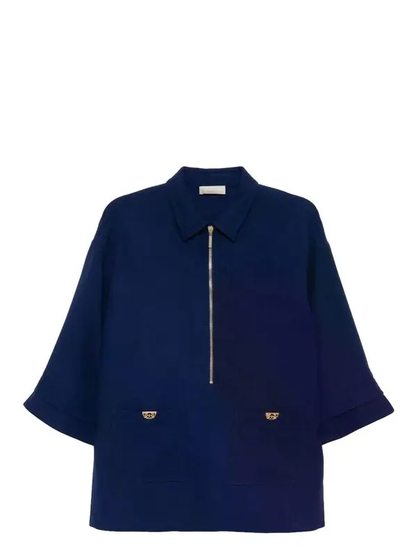 Elie Saab Wool Crepe Blouse - Blue