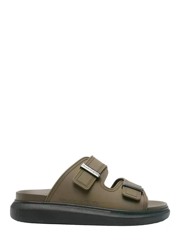 Alexander McQueen Logo-engraved Flat Sandals - Green