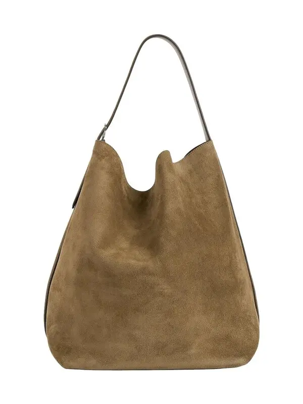 TOTEME Belted Suede Tote - Dark Olive