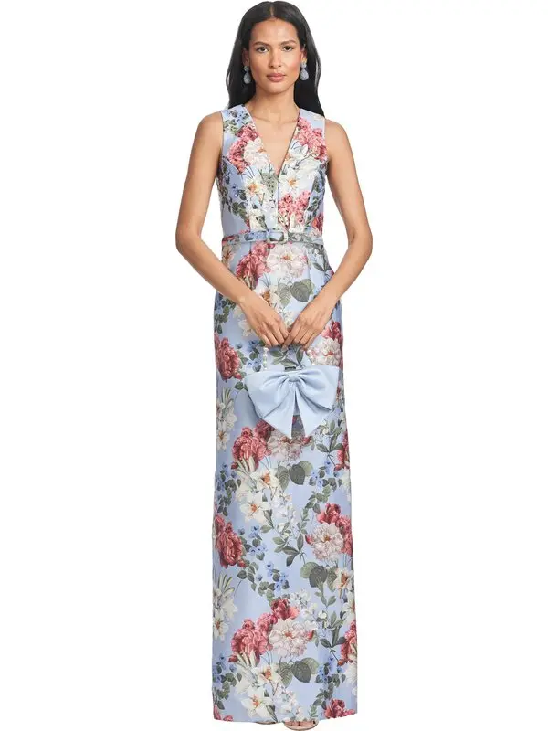 Sachin & Babi Adellyn Floral Gown - Powder Blue Bouquet