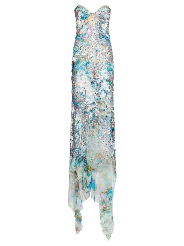 Roberto Cavalli Sequinned Maxi Dress - Blue