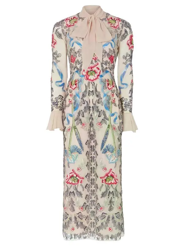 TEMPERLEY LONDON Bilbao Tie Midi Dress - Pink