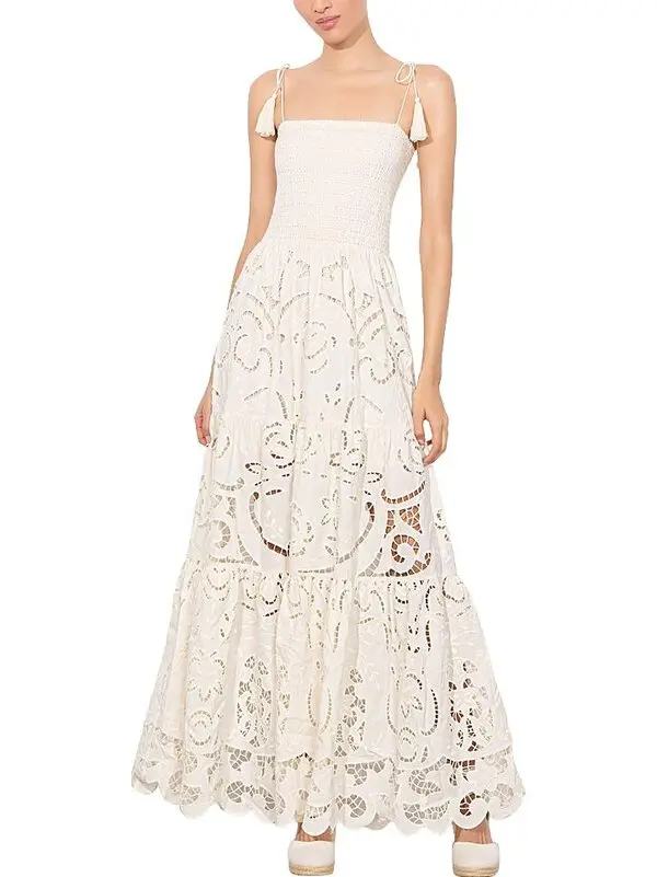 Alice + Olivia Marna Tiered Eyelet Maxi Dress - Off White