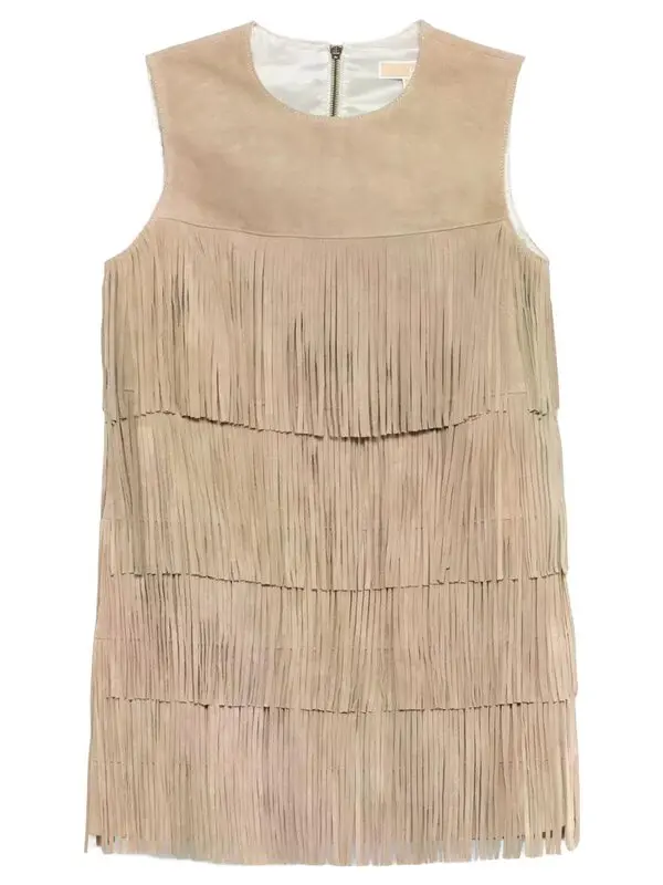 Michael Kors Suede Tiered Mini Dress - Neutrals
