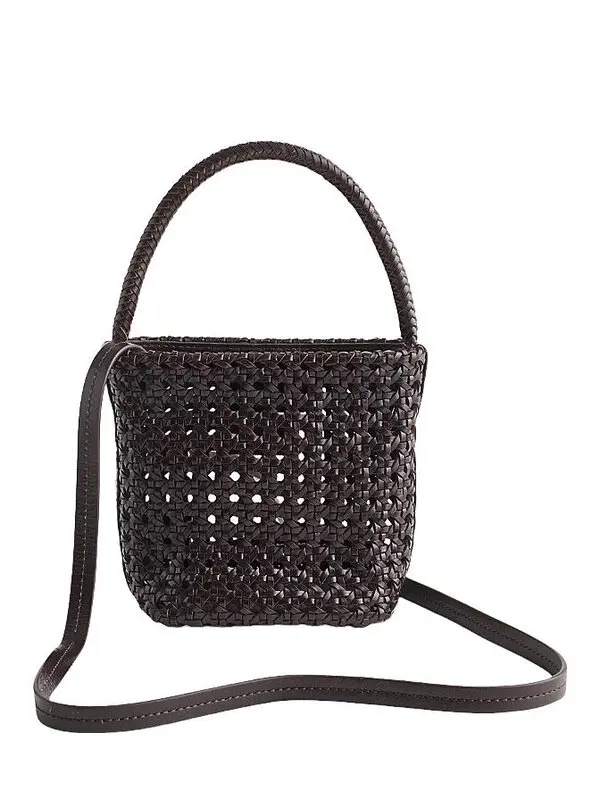Madewell Handwoven Caned Leather Mini Bag - Dark Carob