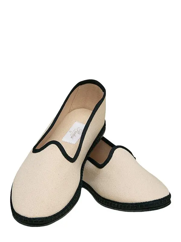 PRATESI Resort Canvas Espadrille Flats - Ecru/black