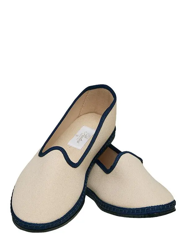 PRATESI Resort Canvas Espadrille Flats - Ecru/navy