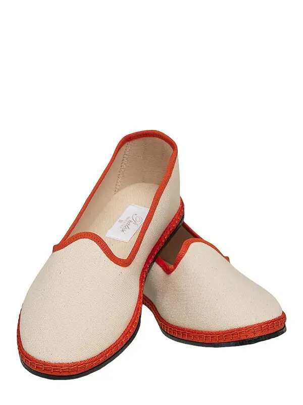 PRATESI Resort Canvas Espadrille Flats - Ecru/orange