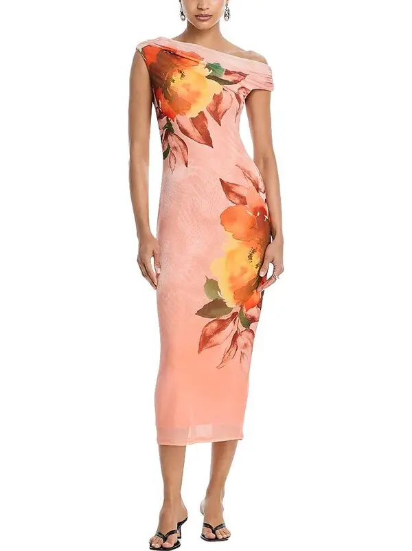 AFRM Holden Asymmetric Neck Dress - Snake Bloom